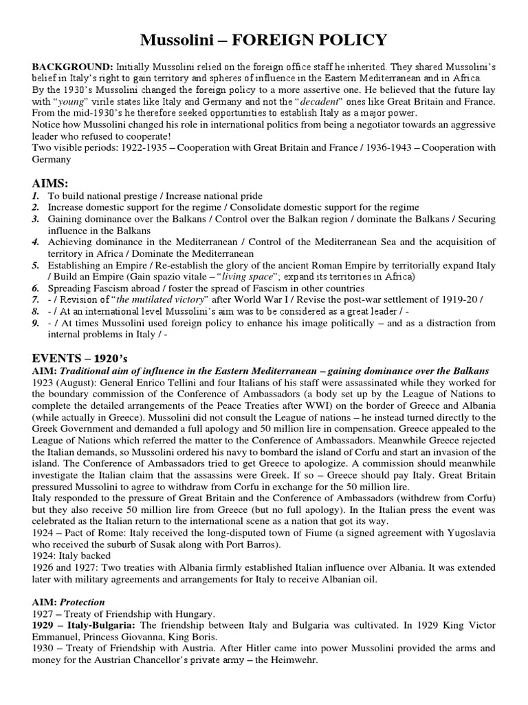 Italy Mussolini Foreign Policy | Download Free PDF | Benito Mussolini ...