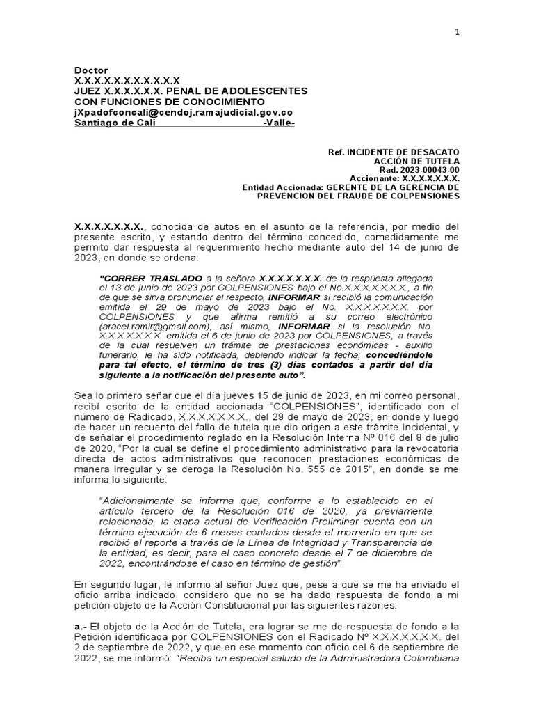 Modelo Descorrer Traslado A Requerimiento | PDF | Gobierno