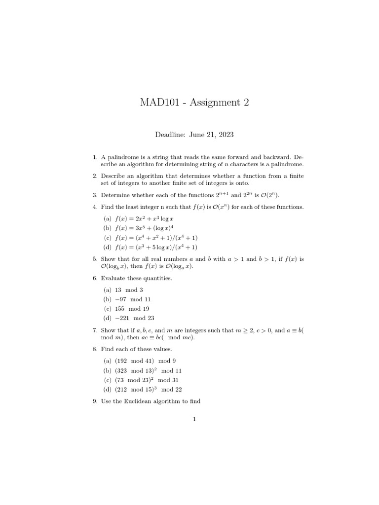 MAD101 Assignment 2 | PDF