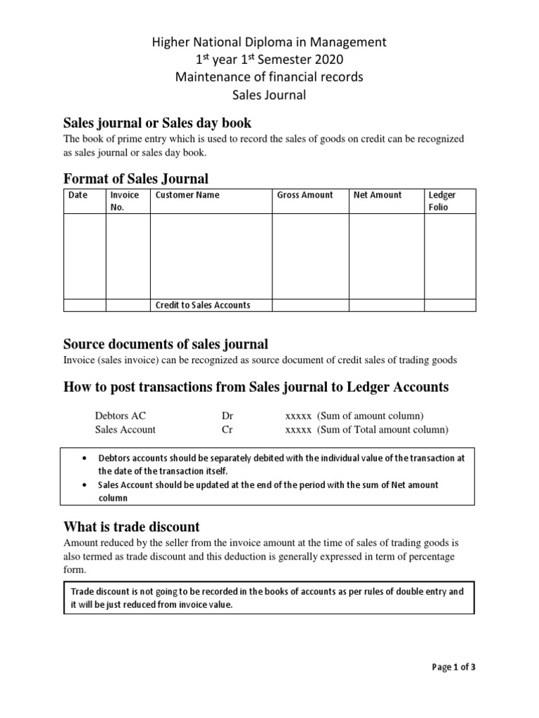 Sales Journal | PDF | Debits And Credits | Invoice