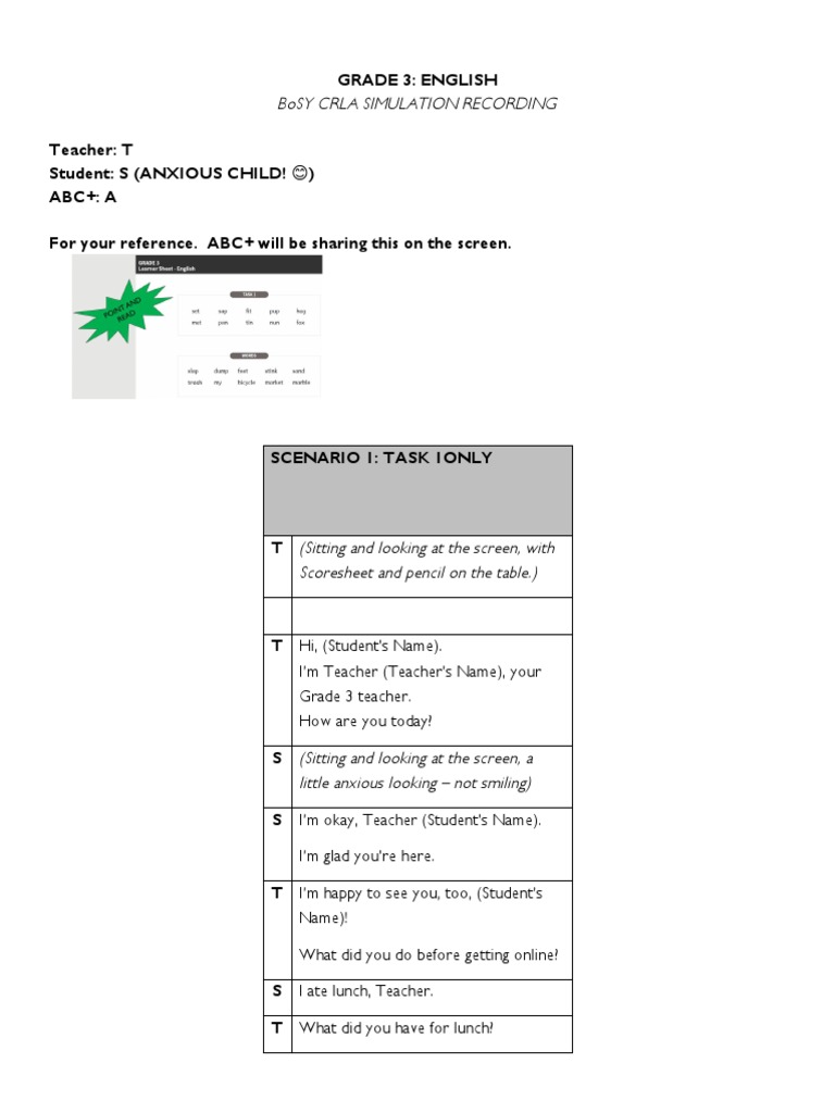 G3 English Simulation Script | PDF