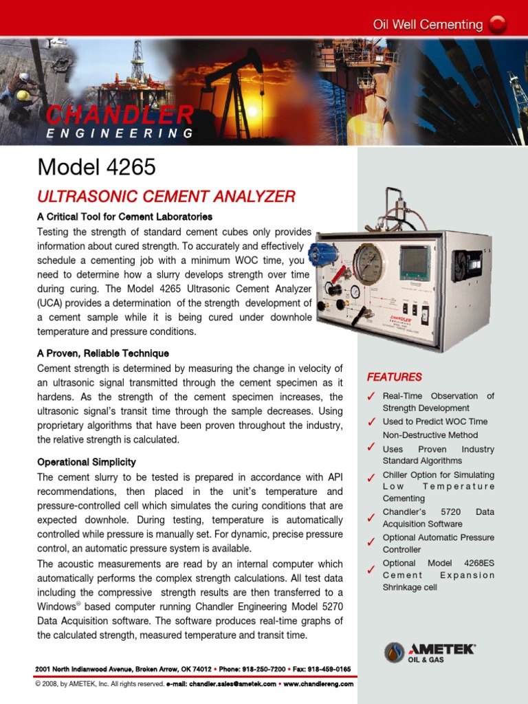 UCA - Ultrasonic Cement Analyzer Model - 4265 | PDF | Ultrasound | Cement