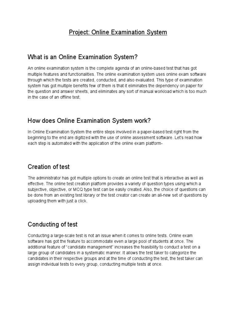 Online Exam System Explaination | PDF | Standardized Tests | Computing Online Exam System Explaination | PDF | Standardized Tests | Computing
