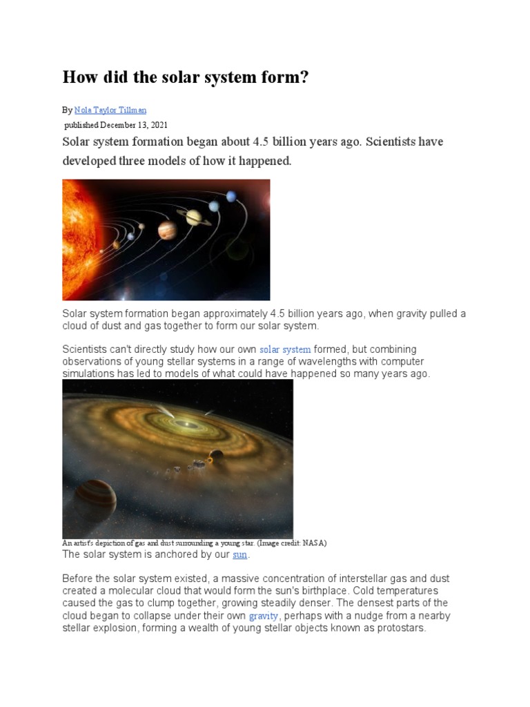 Different Theories on the Formation of the Solar System | PDF | Planets ...