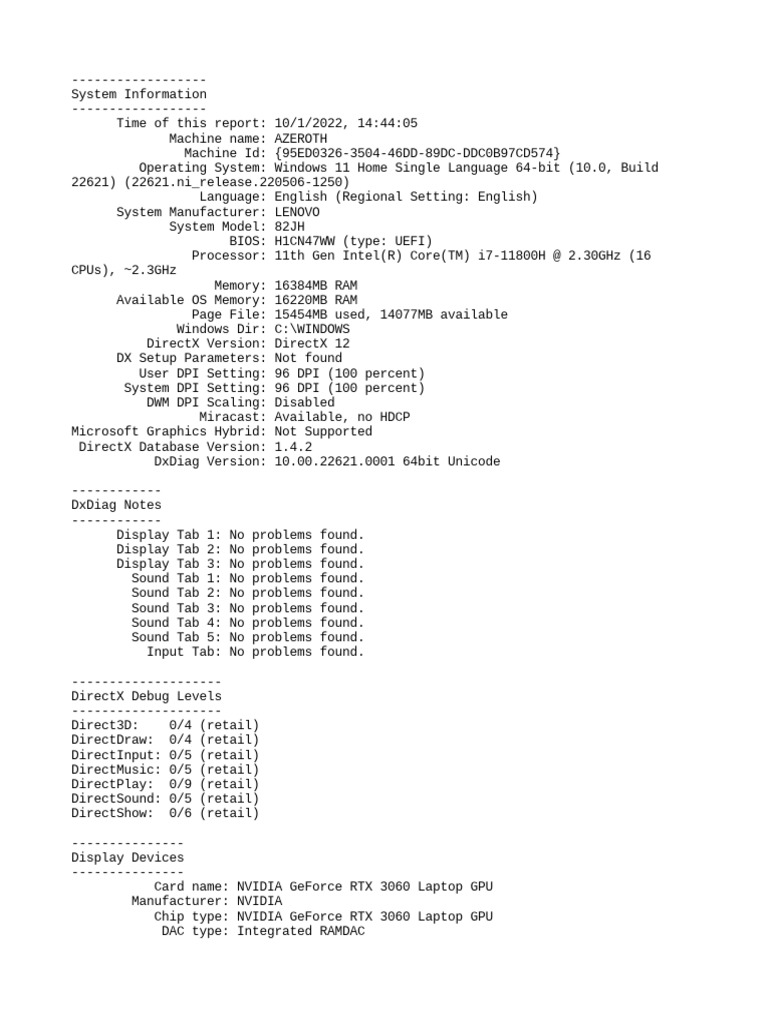 Dxdiag | PDF | Device Driver | Graphics Processing Unit