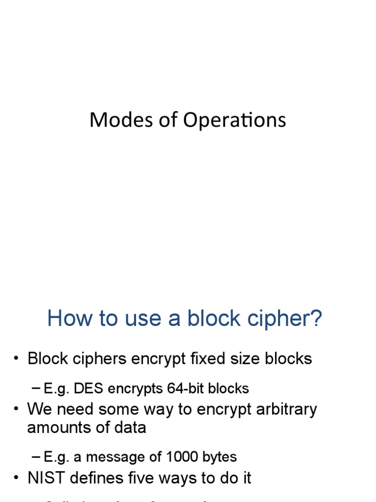 Modes of Operation | PDF | Secure Communication | Telecommunications