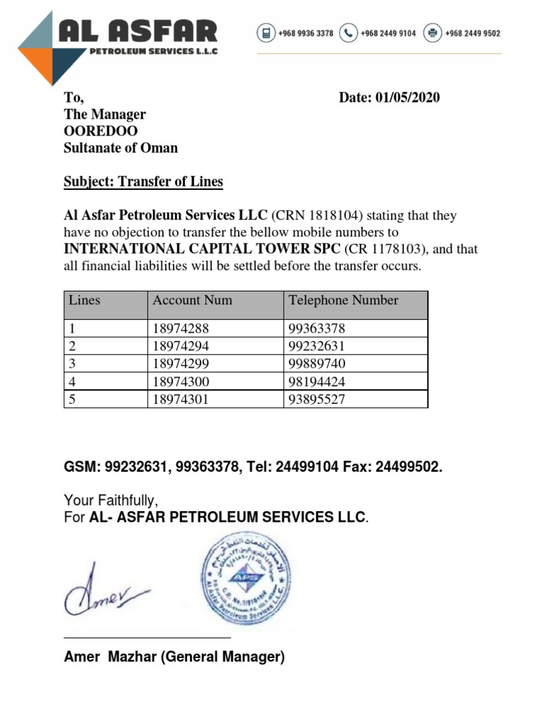 Al Asfar Request Letter | PDF
