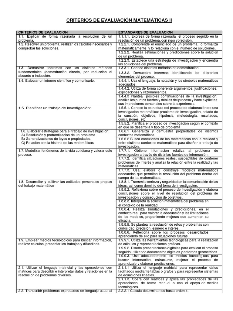 Criterios de Evaluación | PDF | Geometría | Enseñanza de matemática