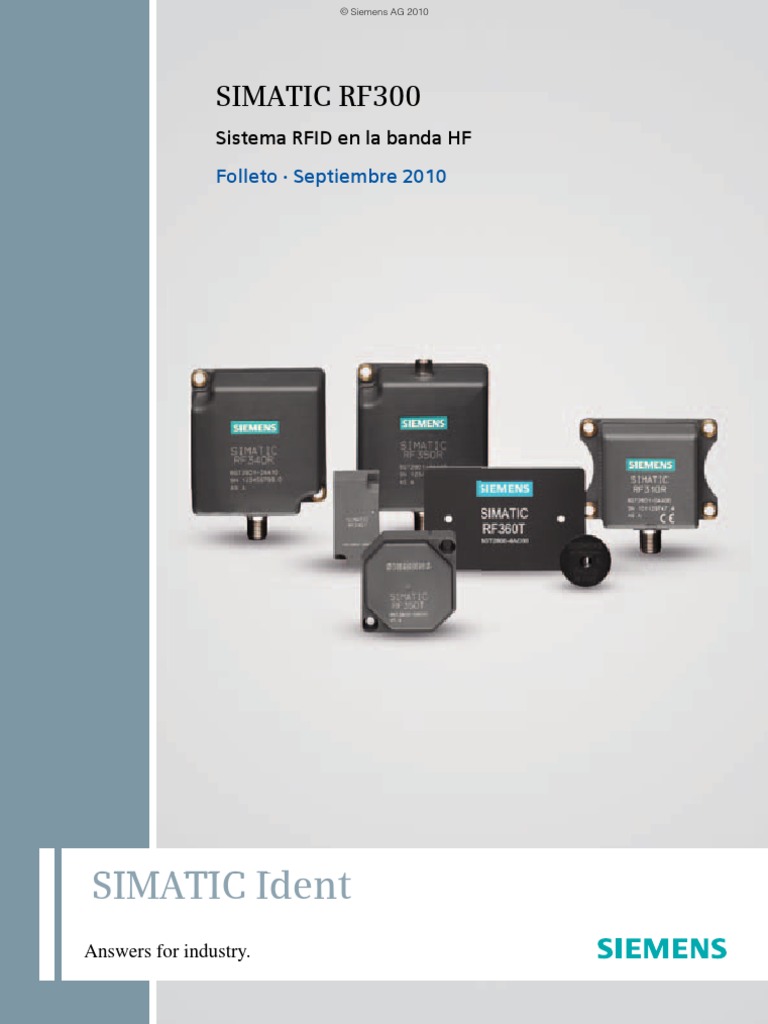 Siemens AG 2010 SIMATIC RF300. Sistema RFID en La Banda HF. Folleto ...