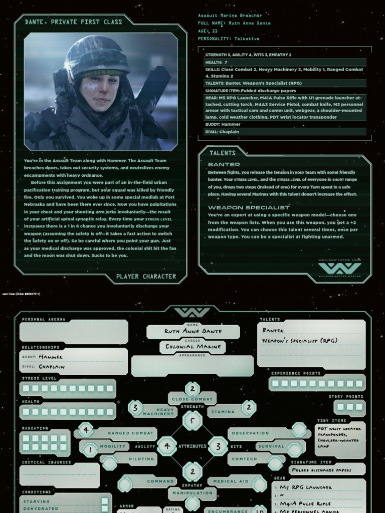 ALIEN Destroyer of Worlds Character Sheets | PDF | Rocket Propelled ...