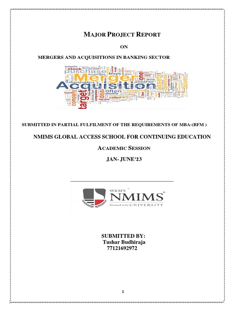 Project - Merger and Acquistion in Banking Sector | PDF | Mergers And ...