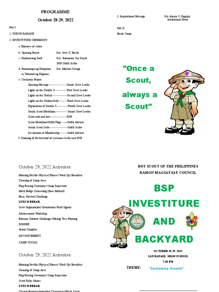 BSP-Activity Program-2022 | PDF | Scouting | Scouting And Guiding