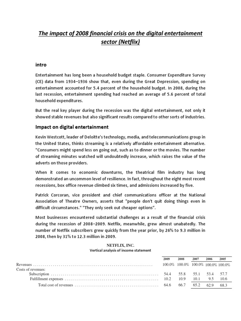 Netflix's Growth During the 2008 Crisis | PDF | Equity (Finance ...