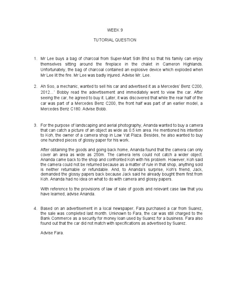 Law Tutorial 9 | PDF