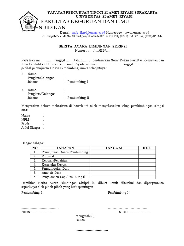 Lamp 23. Form BA Bimbingan Skripsi | PDF