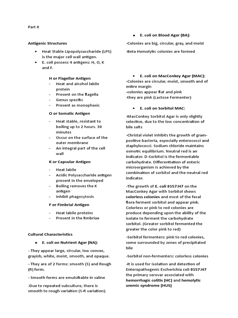 Part II | PDF | Salmonella | Escherichia Coli Part II | PDF | Salmonella | Escherichia Coli