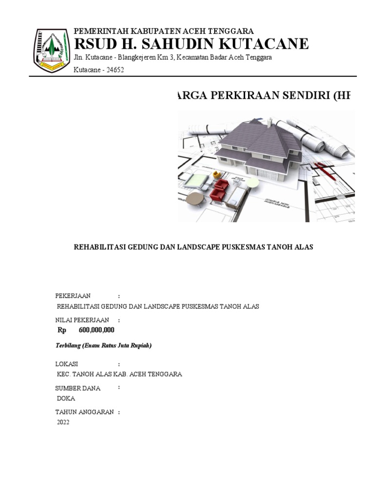 Rab Rehabilitasi Gedung Dan Landscape Puskesmas Tanoh Alas | PDF