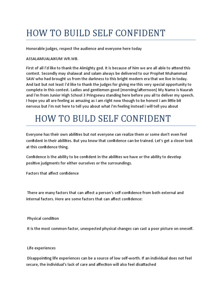 How To Build Self Confident | PDF | Self Esteem | Psychology