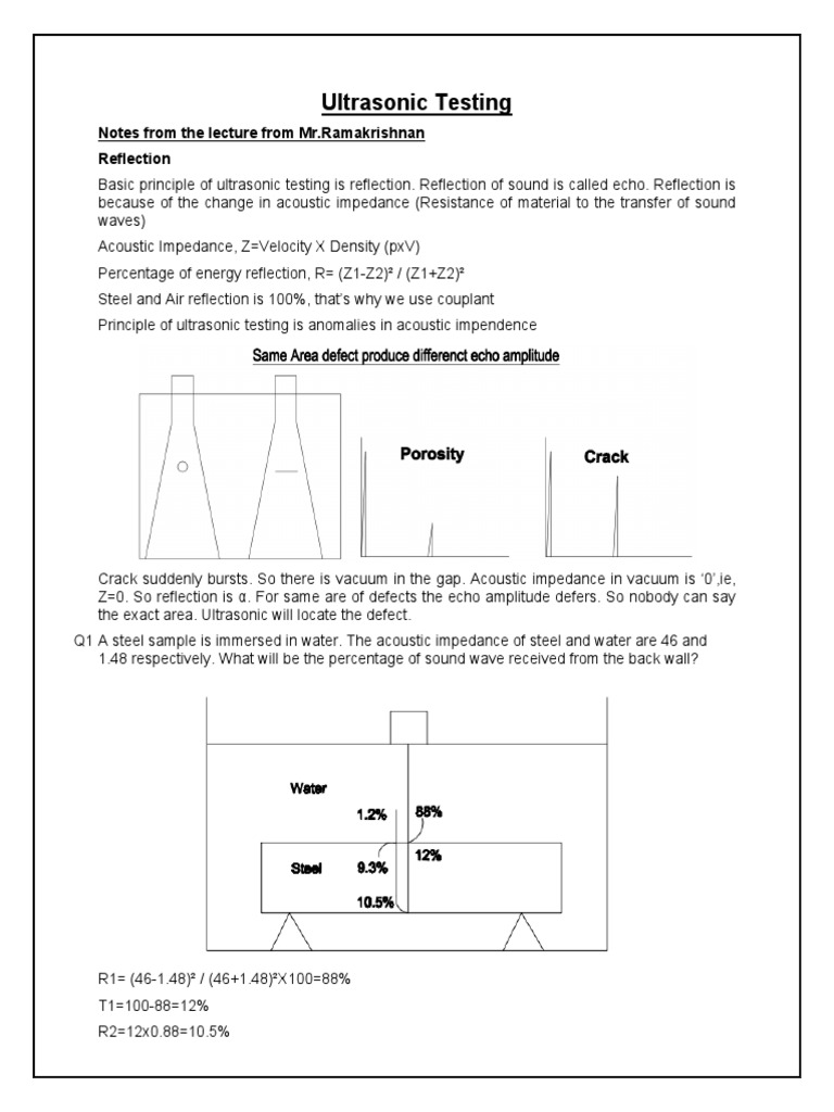 Basic Principle of Ultrasonic Testing Is Reflection 1 | PDF | Waves ...