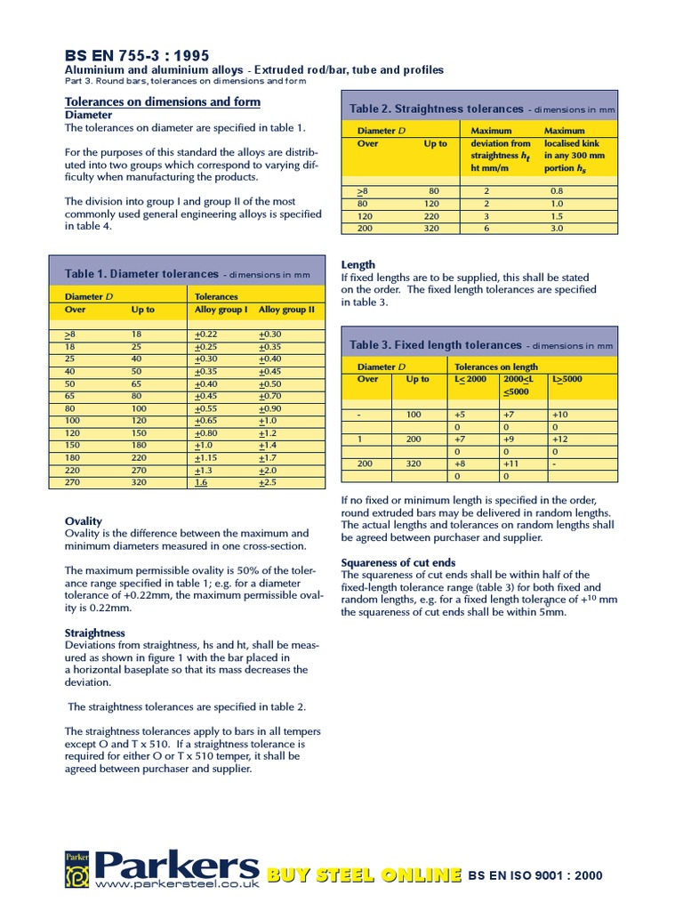 EN 755 - Part 3 | PDF | Engineering Tolerance | Metrology