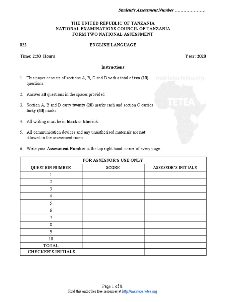 English F2 2020 | PDF | Reading Comprehension | Cognition