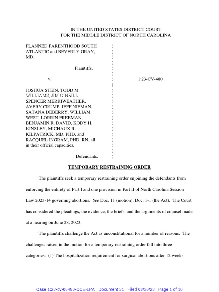 Orden de Restricción Temporal / Temporary Restraining Order | PDF | Injunction | Abortion