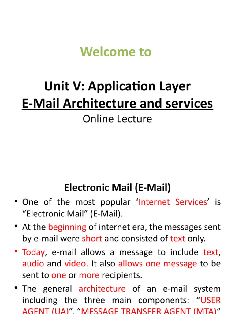 Unit 5-Email Architecture and Services | PDF | Communications Protocols | Internet Protocols