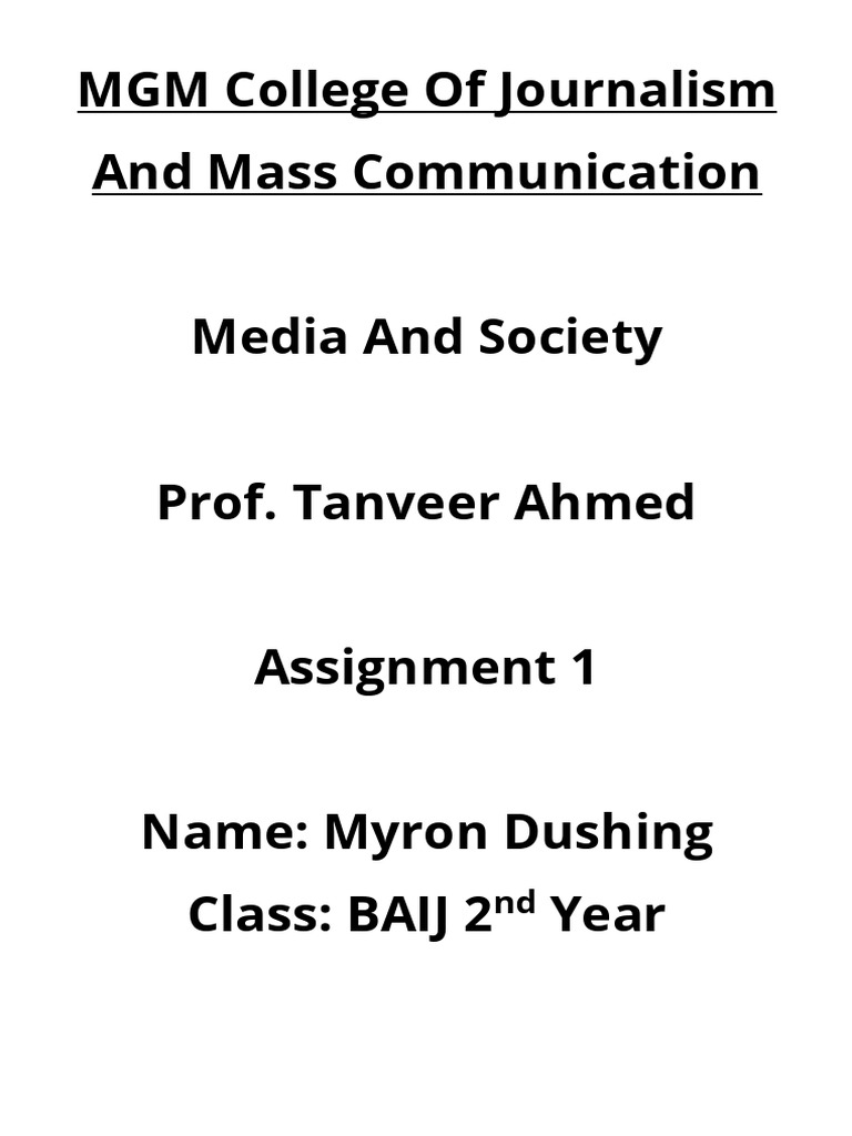 Media and Society Assignment 1 | PDF | Poverty | Poverty & Homelessness
