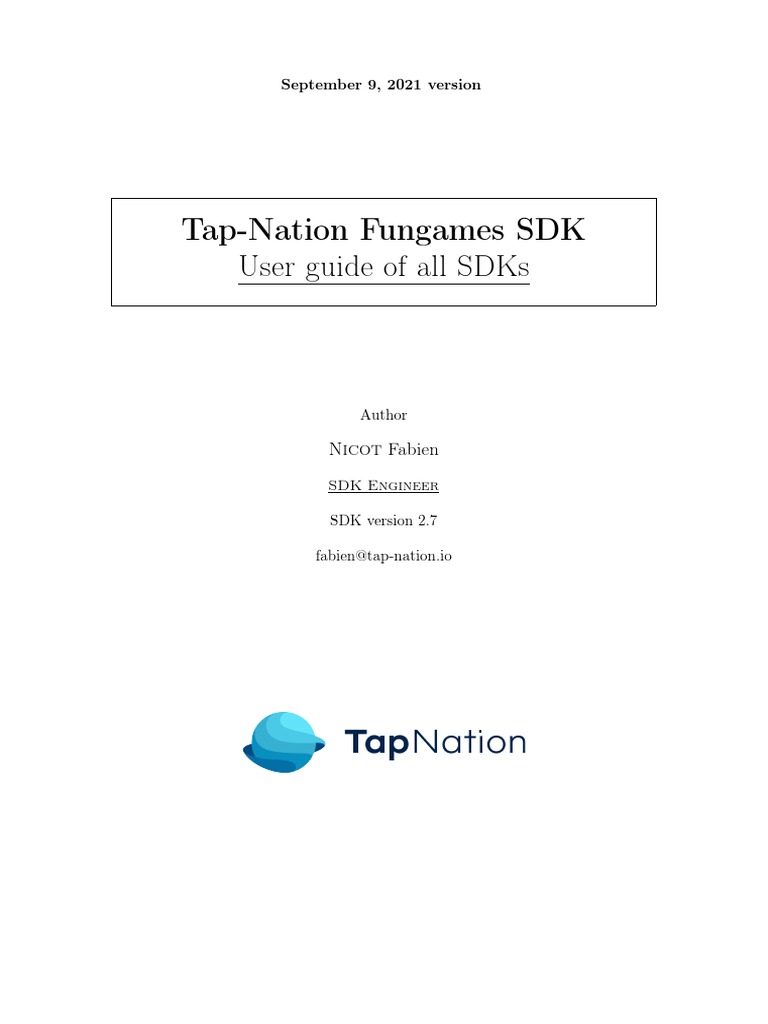 User Guide Tapnation SDK | PDF | Ios | Software Development Kit