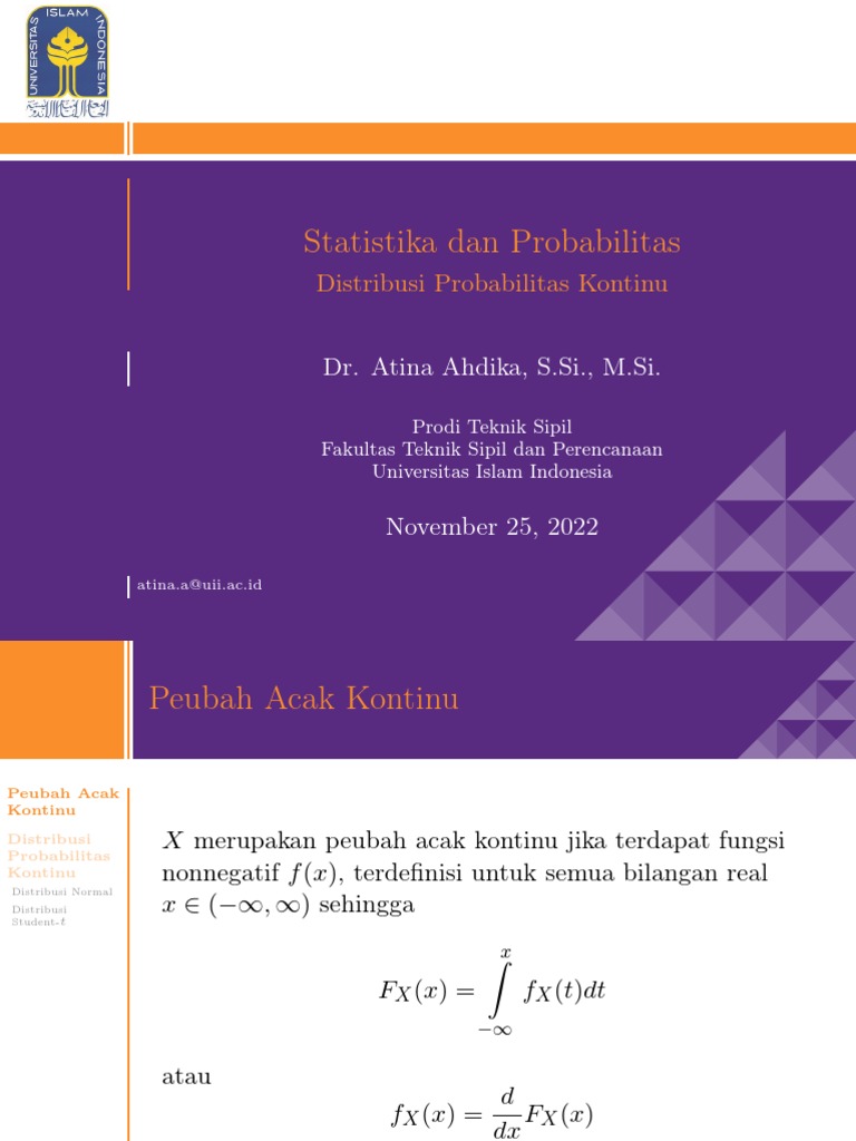 Distribusi Probabilitas Kontinu | PDF