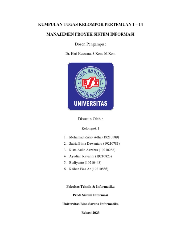 Tugas Kelompok 1 - Pertemuan 1-14 - 19.4A.04 (MPSI) | PDF | Project Management | Systems Theory