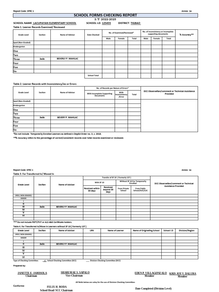 SFCR Lacupayan ES | PDF | Educational Stages | Schools