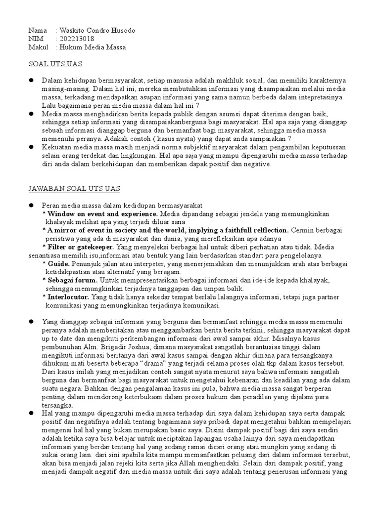 Waskito - Hukum Media Massa | PDF | Ilmu Sosial