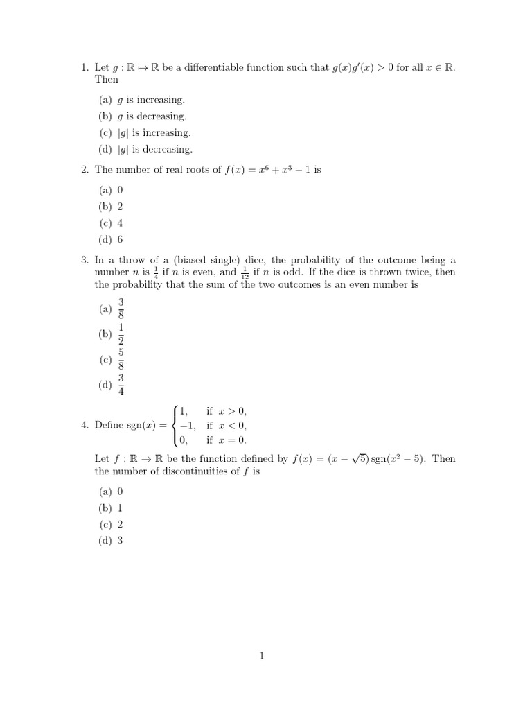 Maths Shift 1 Nest 2023 | PDF | Determinant | Matrix (Mathematics)