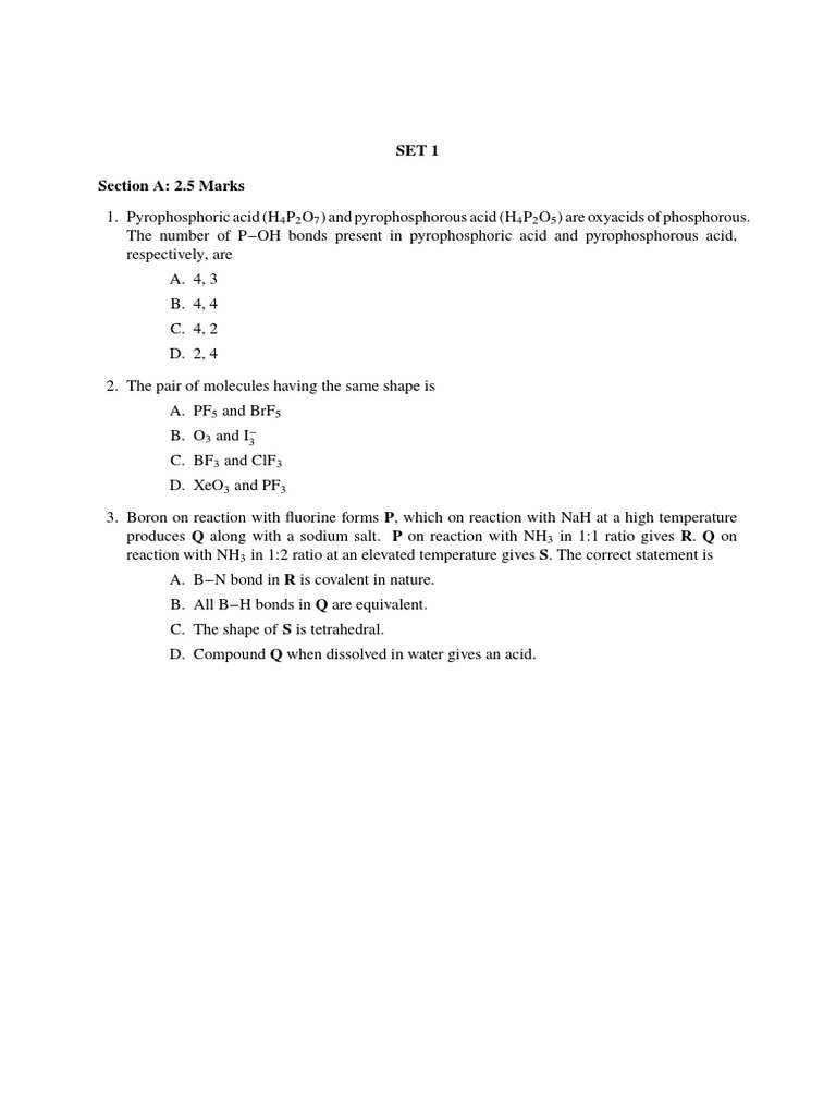 Chemistry Shift 1 Nest 2023 | PDF | Chemical Reactions | Chemical Bond