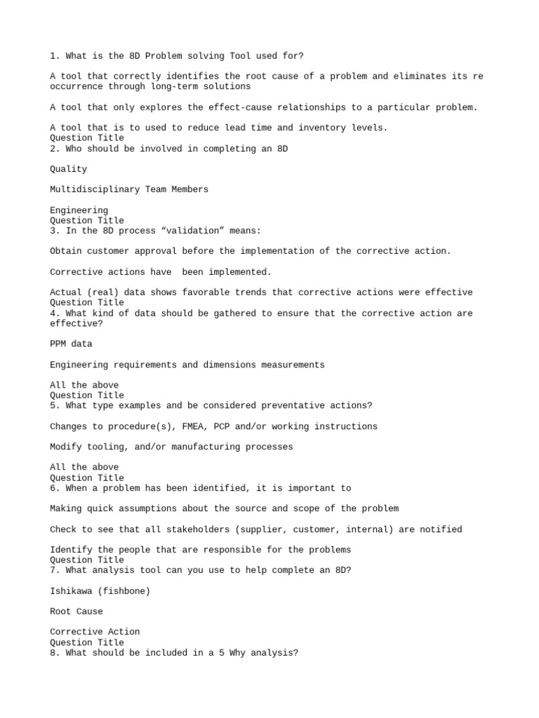 8D Soruları | PDF | Systems Science | Analysis