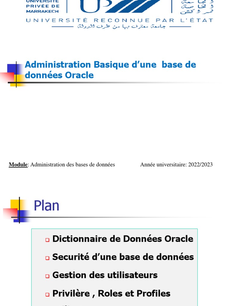 Administration Basique d'Oracle BDD | PDF | Bases de données | Sécurité