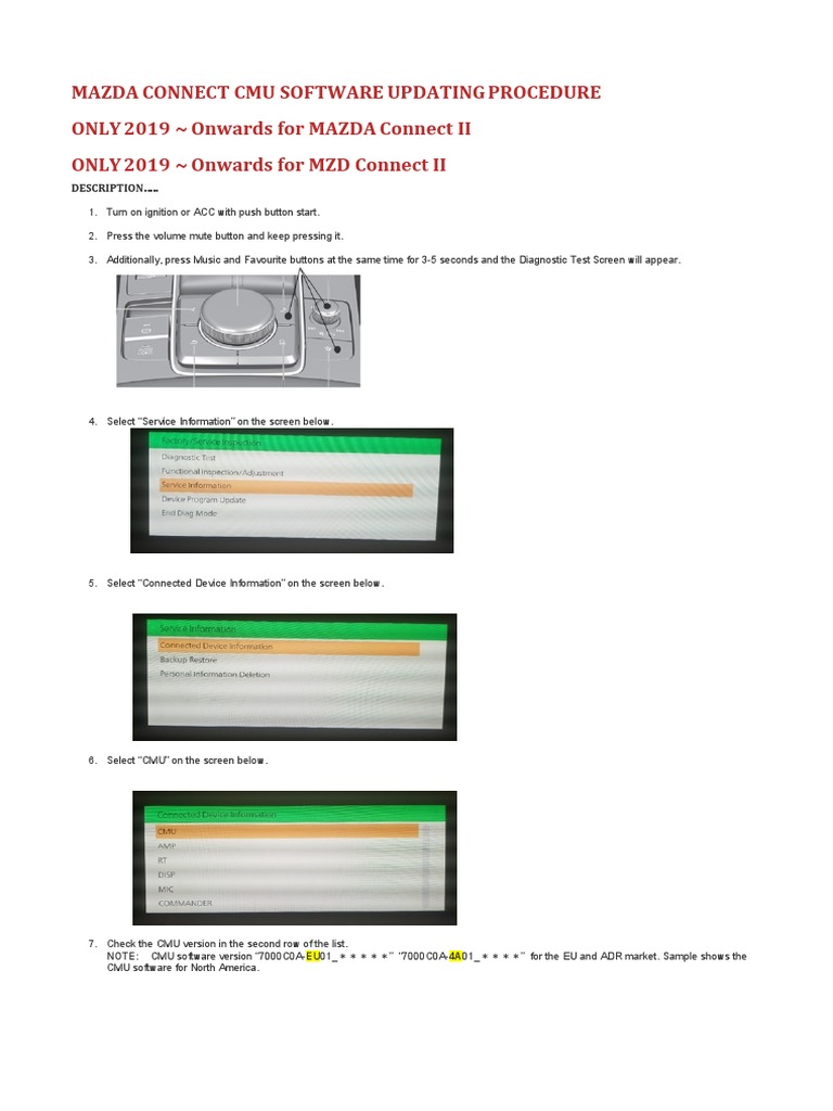 MAZDA CONNECT II CMU SOFTWARE UPDATING PROCEDURE | PDF | Booting | Software