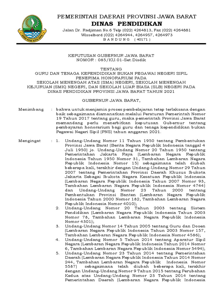 7. Kcd 7 Sk Honor 2021 Non Pns Jabar | PDF