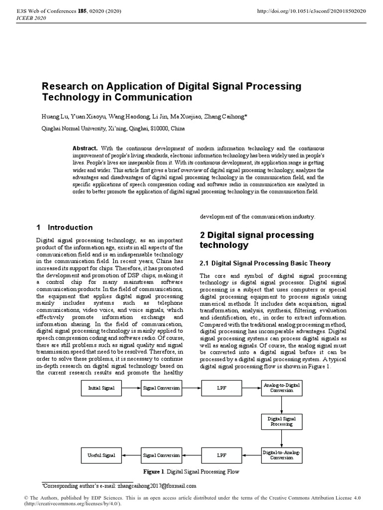 Research On Application of Digital Signal Processi | PDF | Digital ...