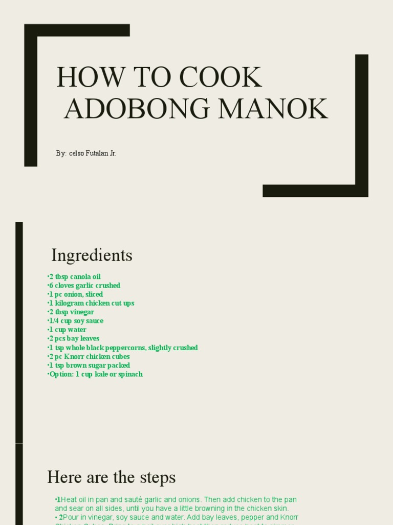 Adobong Manok | PDF | Cooking, Food & Wine | Wellness