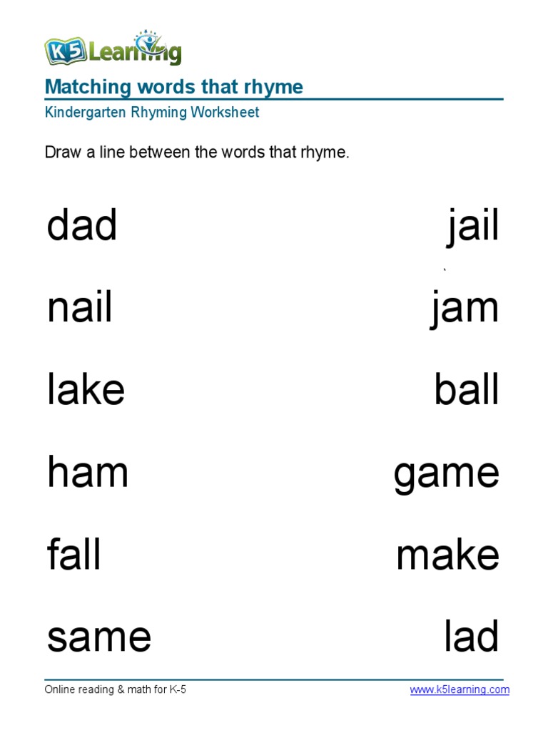 kindergarten-rhyming-worksheet-match-words-2 | PDF