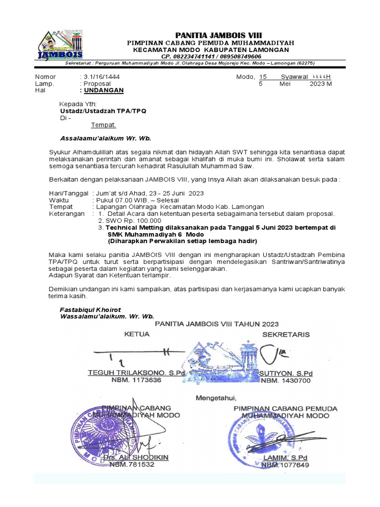 Undangan Peserta Jambois Viii | PDF