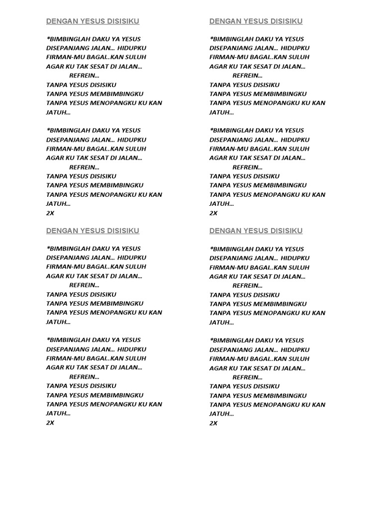 Lirik Lagu Bimbinglah Daku Ya Yesus | PDF