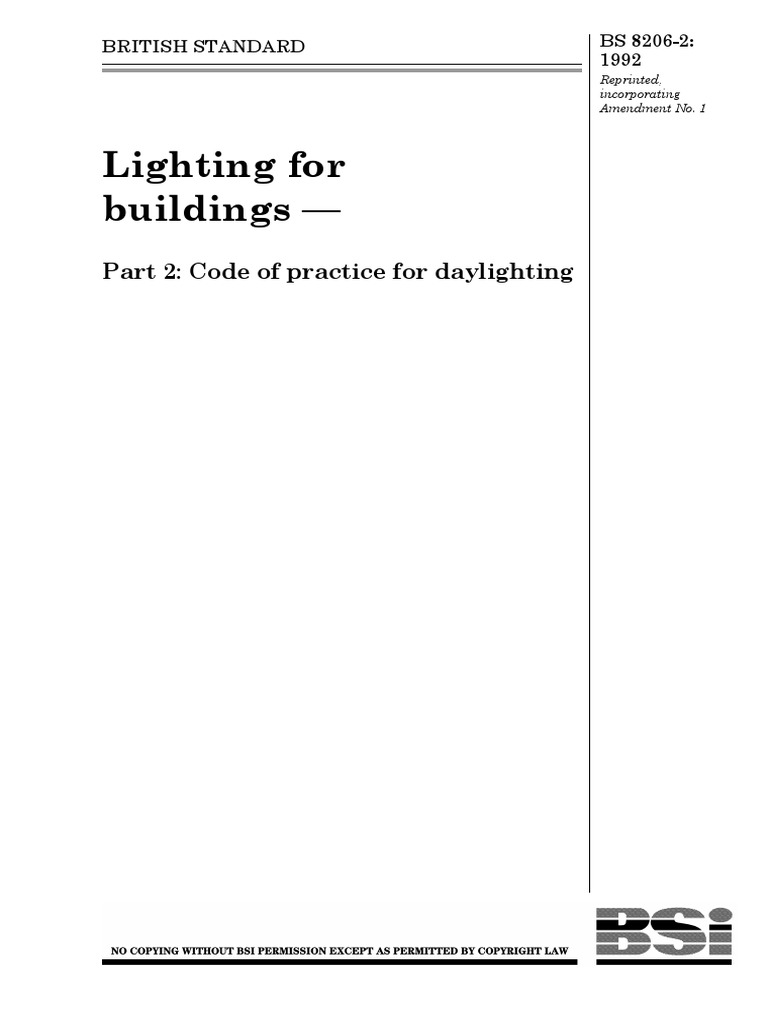 BS 8206-2 - Lighting For Buildings - Code of Practice For Daylighting ...