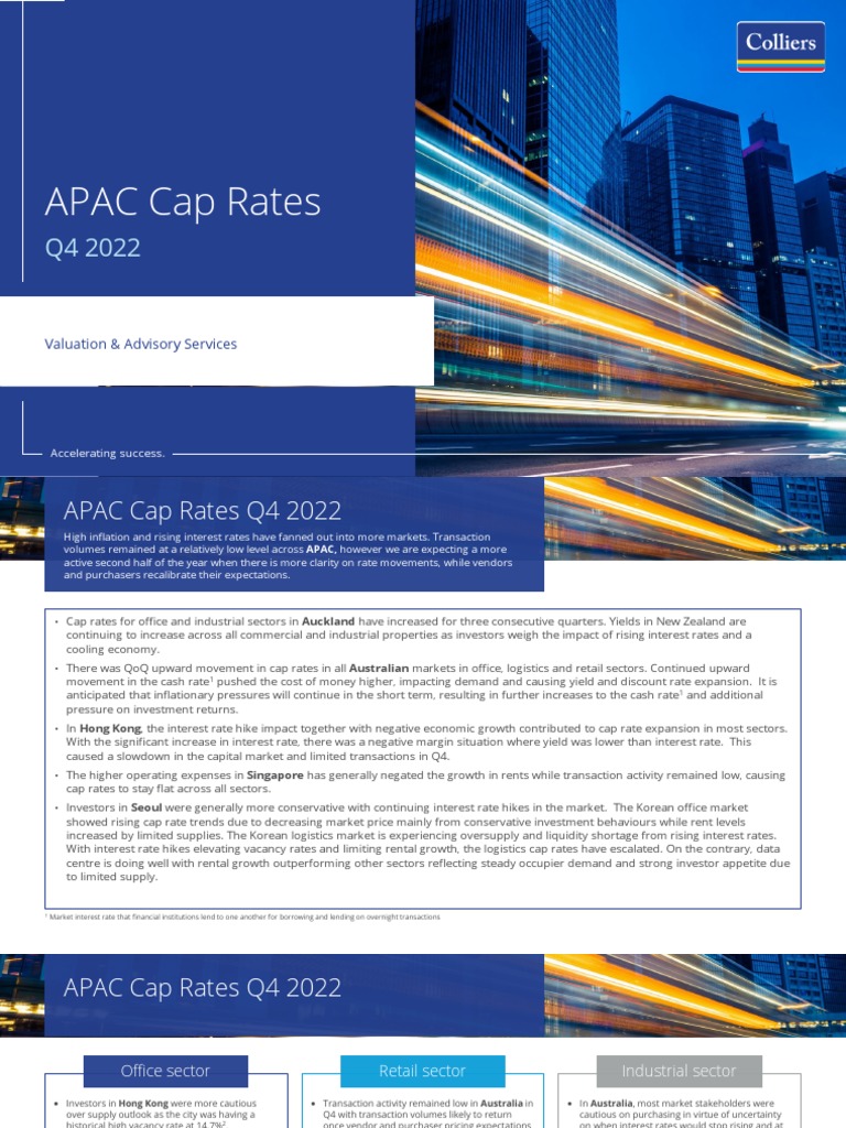(Colliers) APAC Cap Rate Report Q4.2022 | PDF | Interest Rates | Interest
