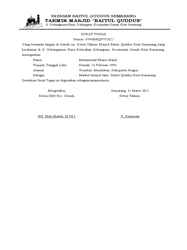 Surat Tugas Marbot | PDF