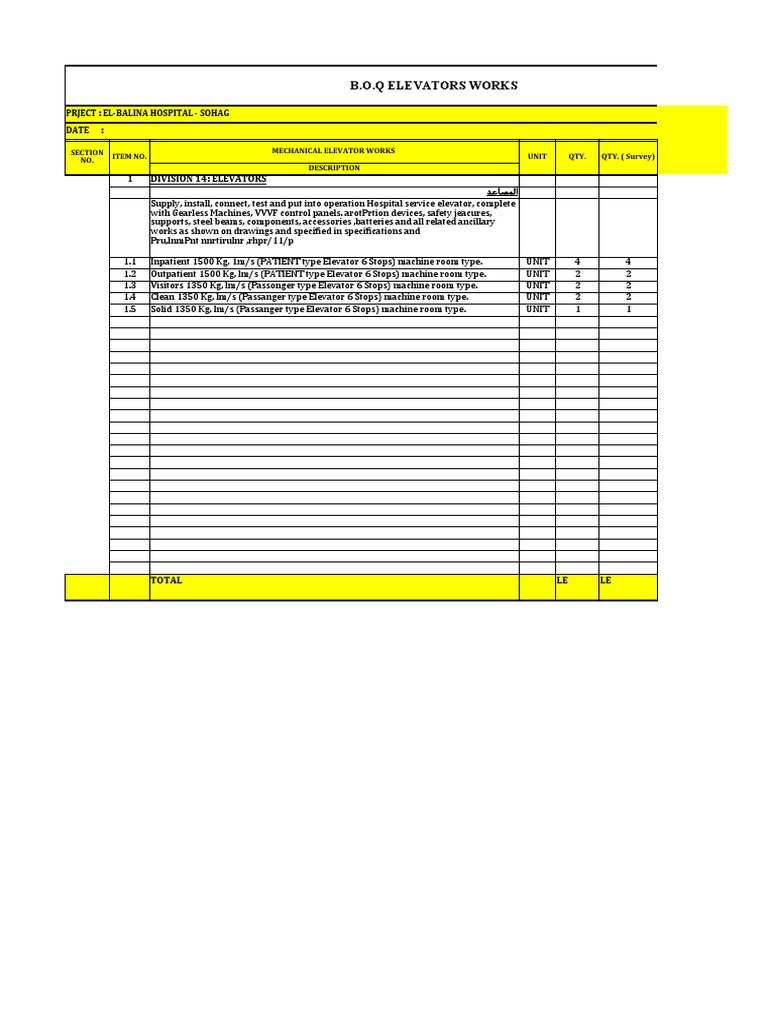 06 - Elevators Boq | PDF