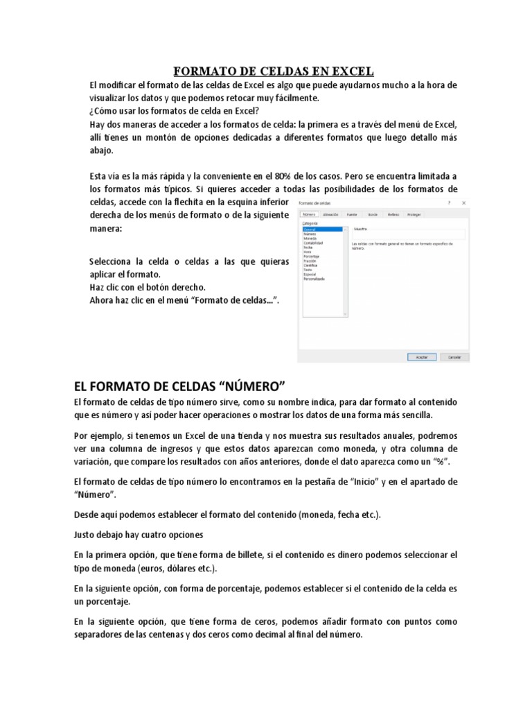 Trabajo De Formato De Celdas En Excel Pdf Microsoft Excel Software 9476