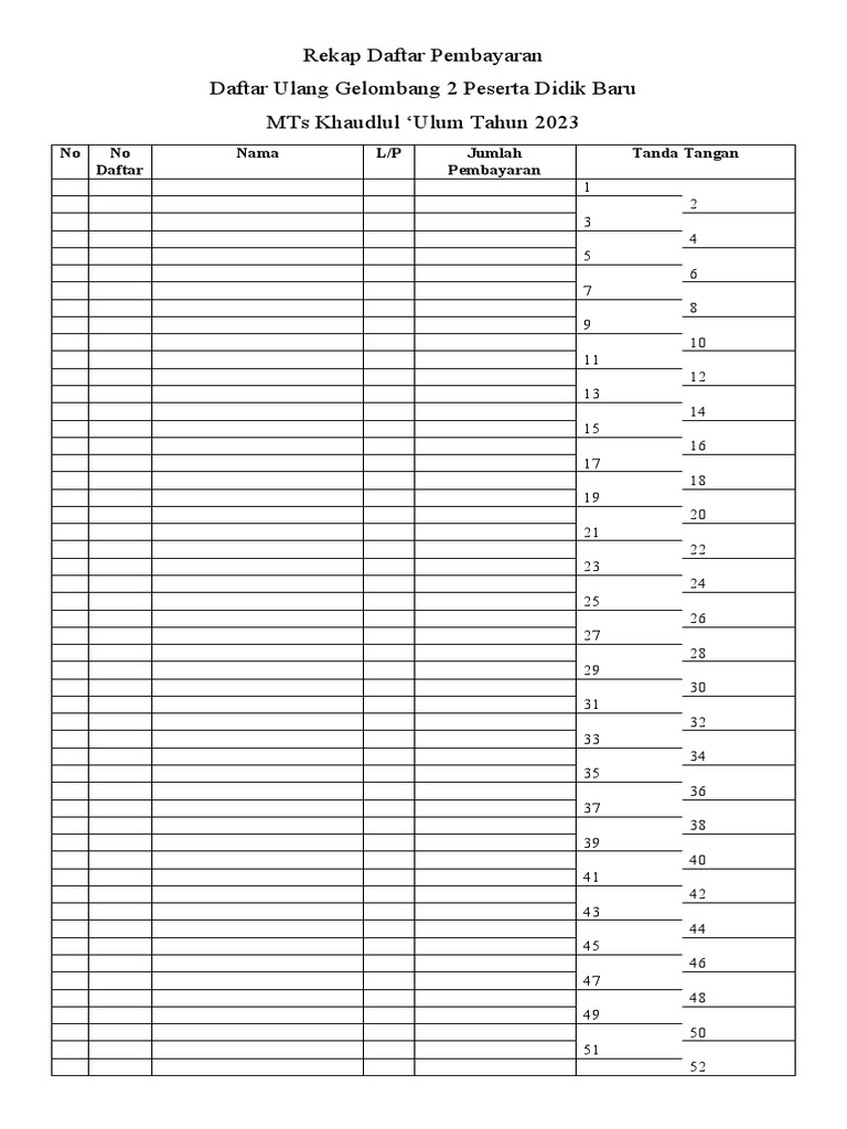 Rekap Daftar Pembayaran | PDF
